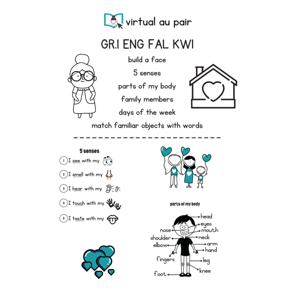 Graad 1 English FAL oefenboekies kwartaal 1-4 - Virtual Au Pair Shop