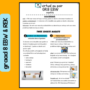 Graad 8 EBW en REK Opsommingsboek Kwartaal 1-4 - Virtual Au Pair Shop