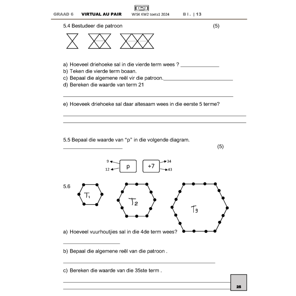 Graad 6 Wiskunde oefenvraestelle en antwoorde PDF