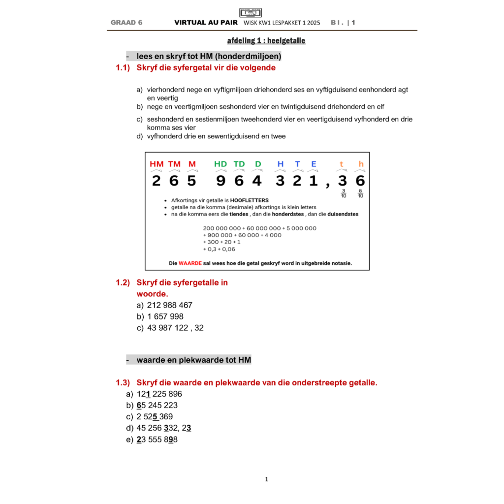 Graad 6 Wiskunde oefenvraestelle en antwoorde PDF