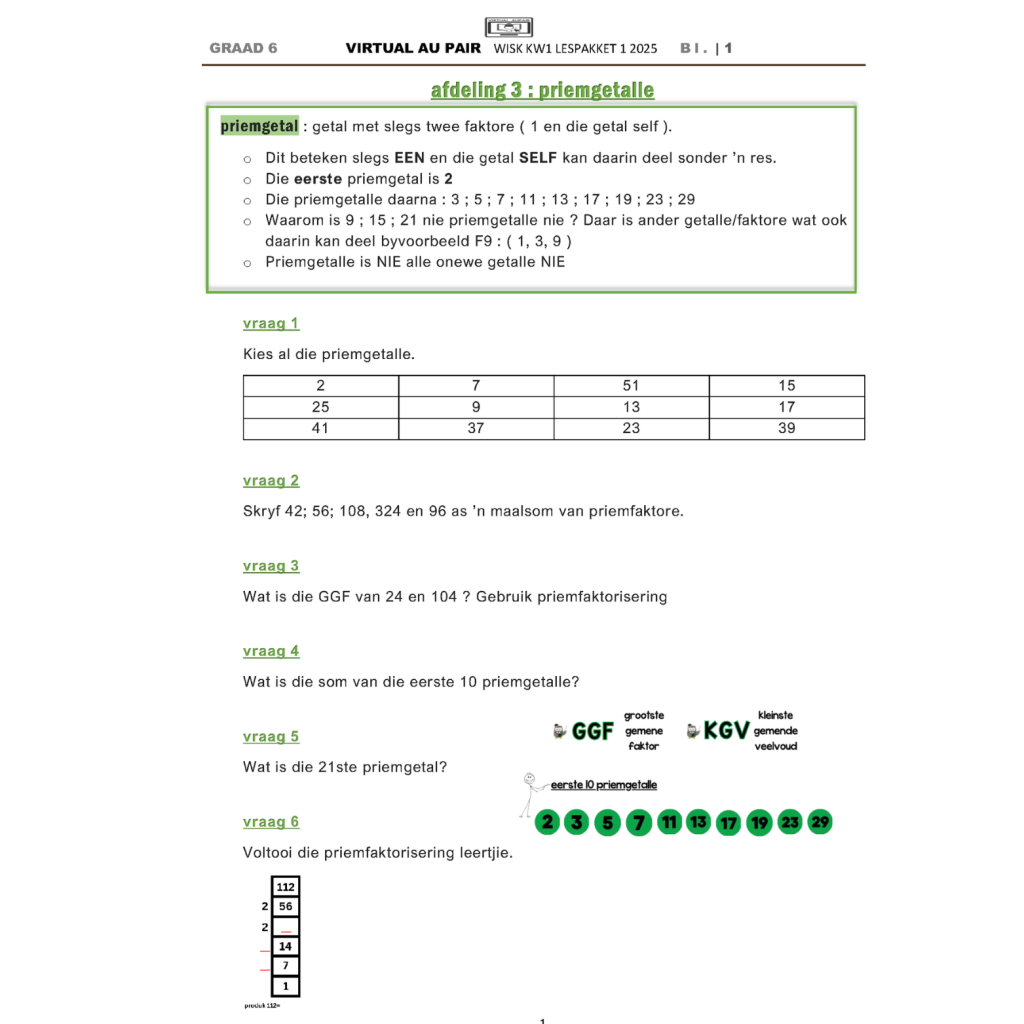 Graad 6 Wiskunde oefenvraestelle en antwoorde PDF