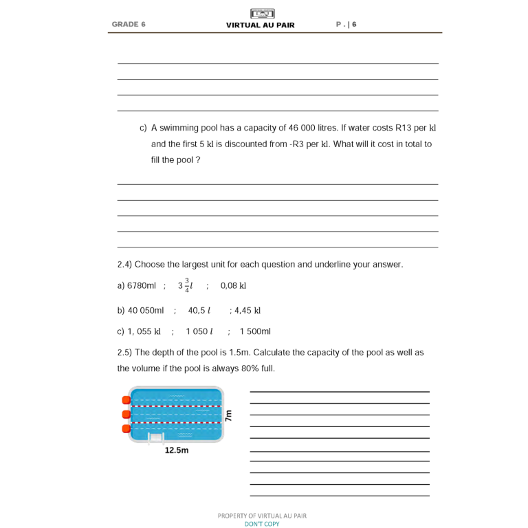 Grade 6 Maths PDF tests and answers