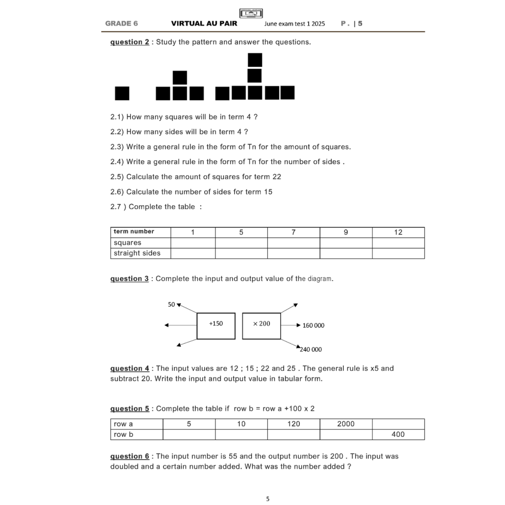 Grade 6 Maths PDF tests and answers